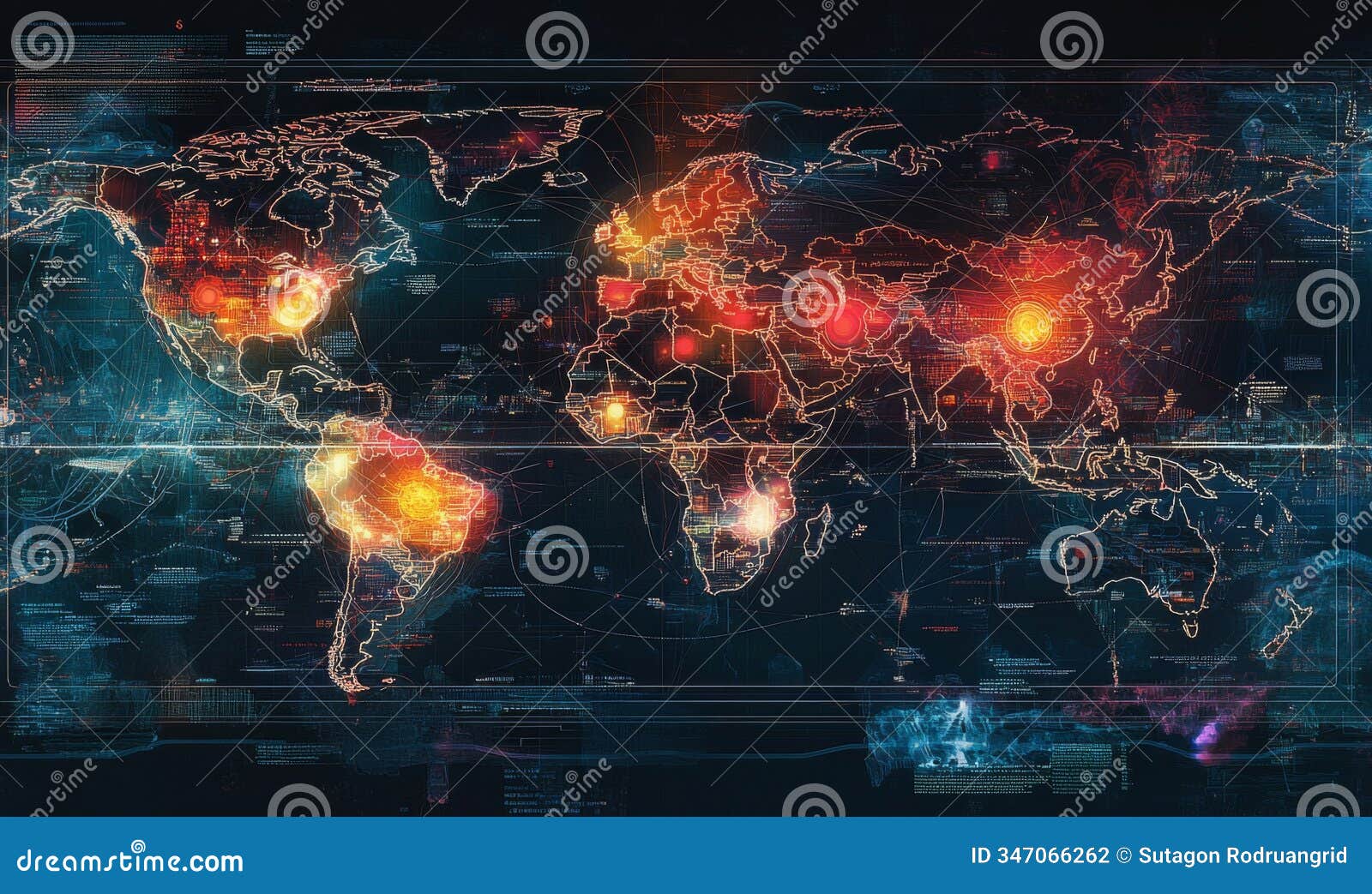The Tech World Map Emphasizes Global Network Computing and Artificial ...