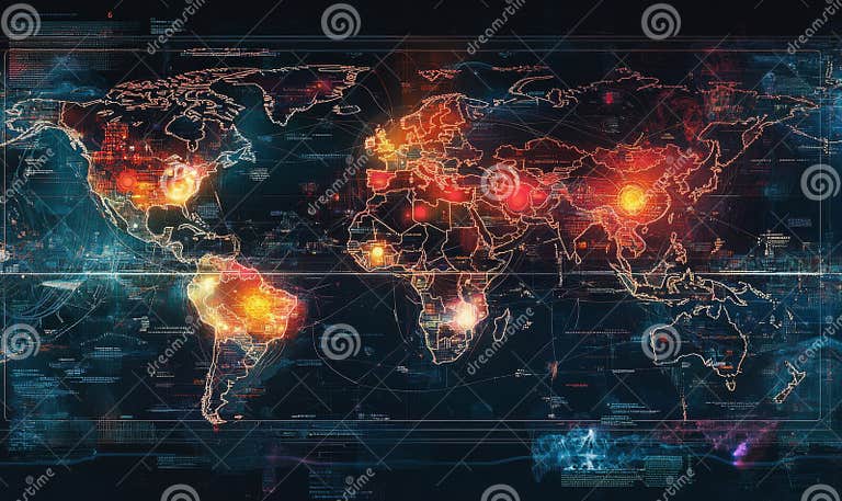 The Tech World Map Emphasizes Global Network Computing and Artificial ...