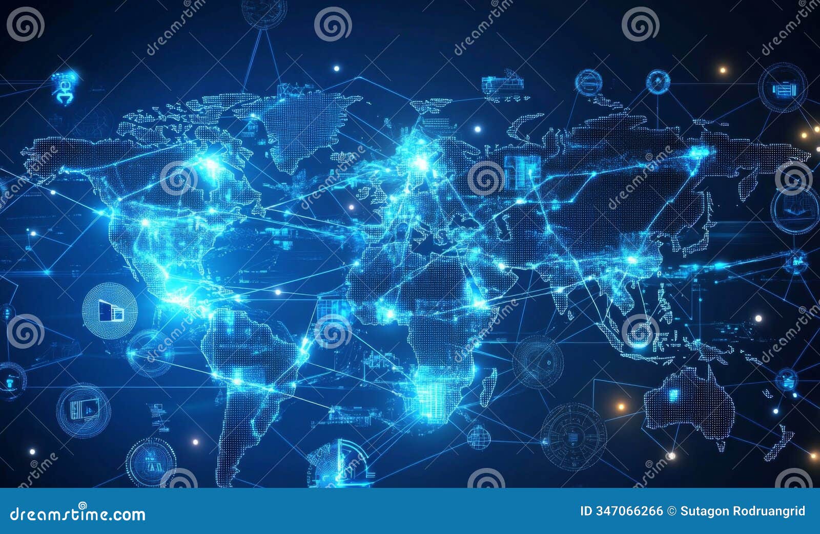 The Tech World Map Emphasizes Global Network Computing and Artificial ...