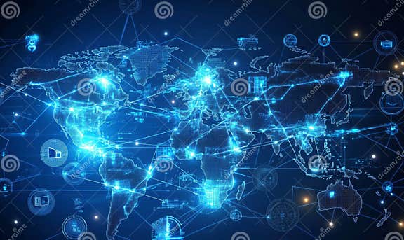 The Tech World Map Emphasizes Global Network Computing and Artificial ...