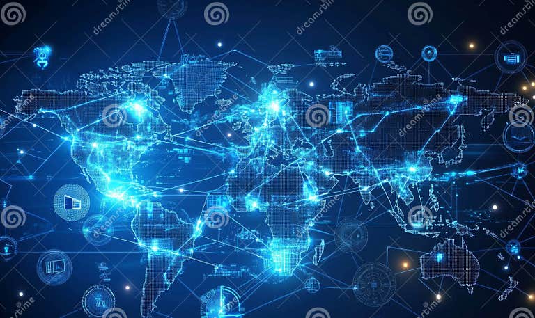 The Tech World Map Emphasizes Global Network Computing and Artificial ...