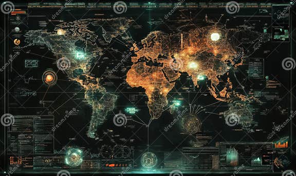 The Tech World Map Emphasizes Global Network Computing and Artificial ...