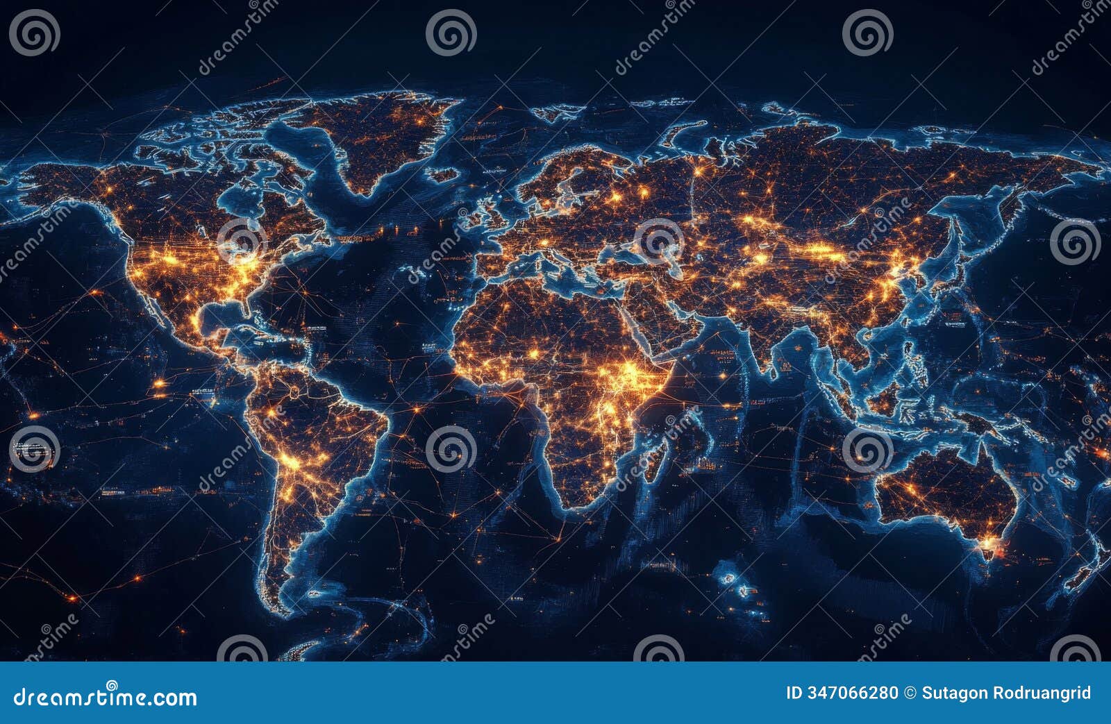 The Tech World Map Emphasizes Global Network Computing and Artificial ...