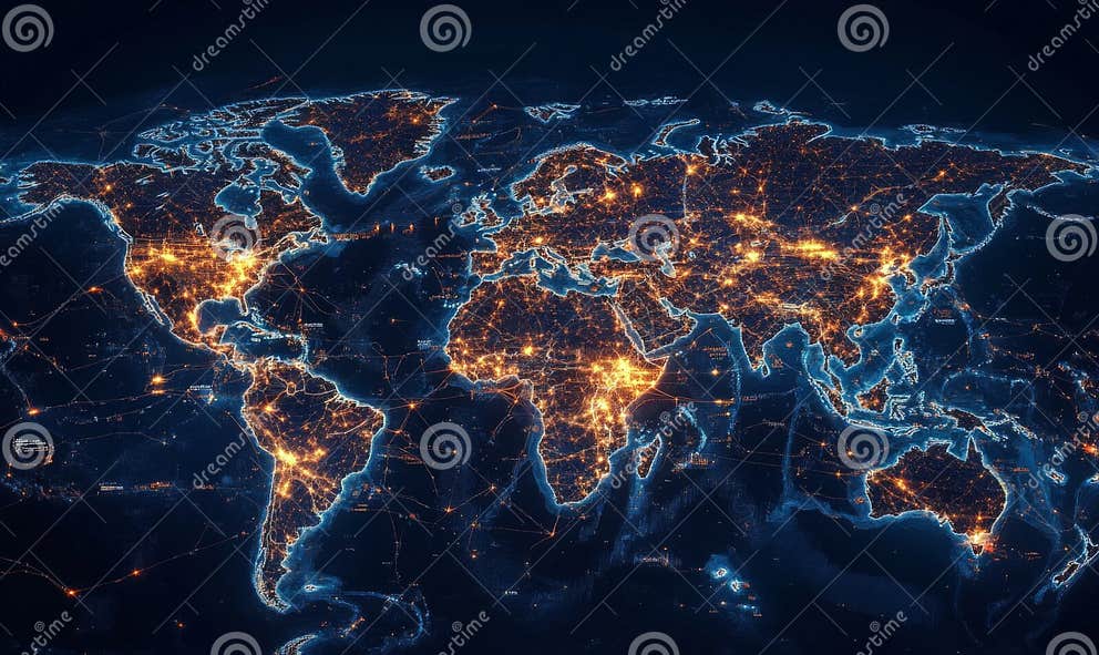 The Tech World Map Emphasizes Global Network Computing and Artificial ...