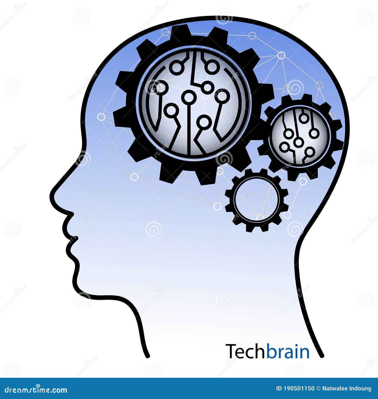 Techbrain. Circuit Board Icon Vector on Head Human, Technology Concept ...
