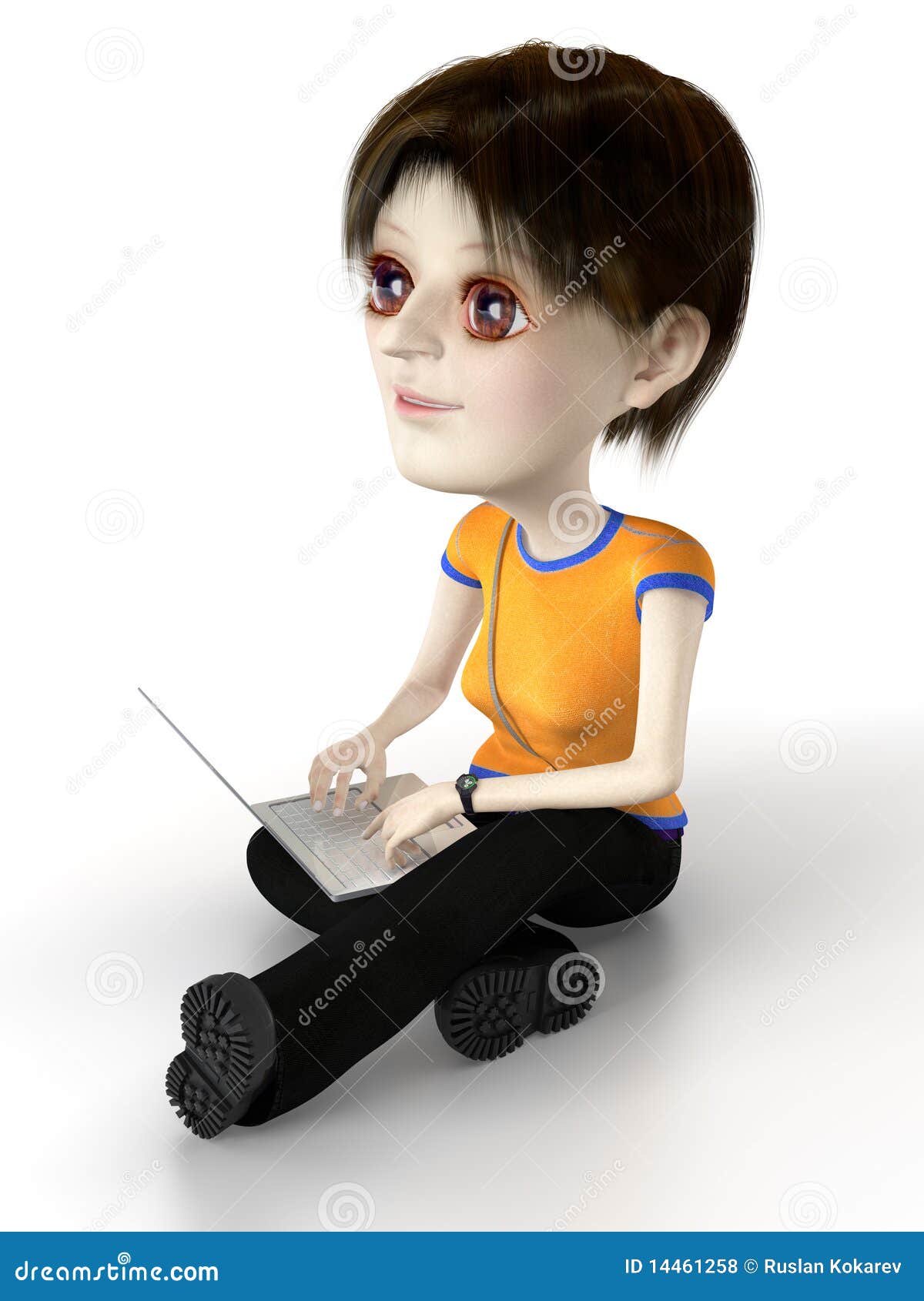 Techie girl. stock illustration. Illustration of cartoon - 14461258