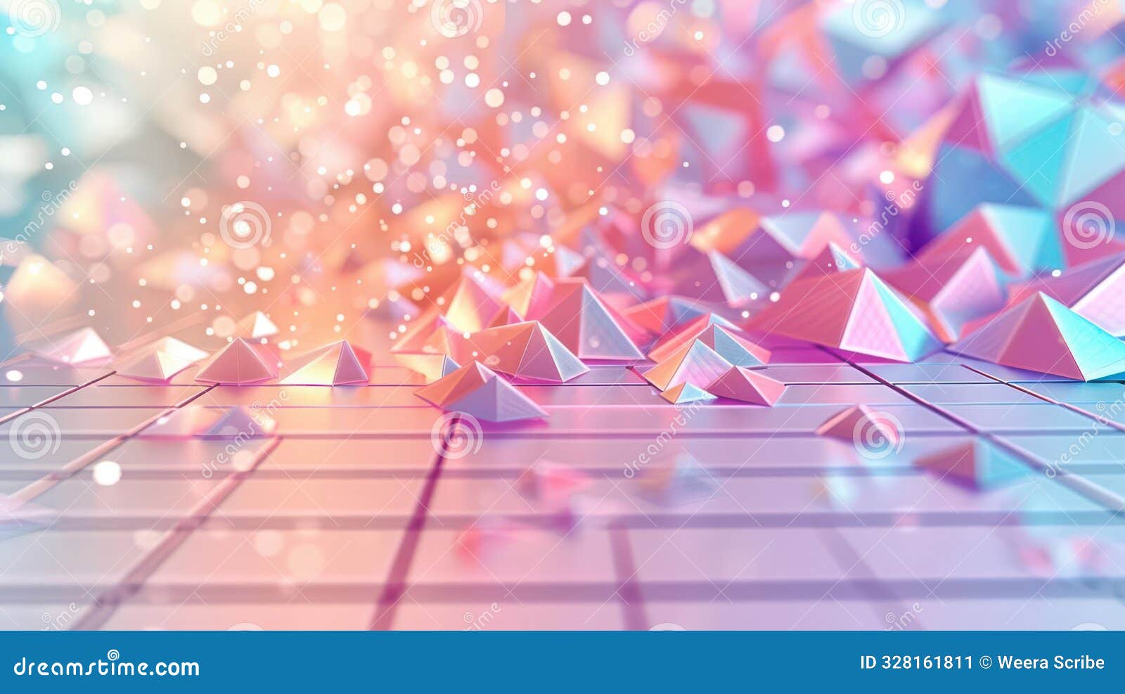 Clustered Shapes In Multiple Colors On Pink Repeating Pattern Stock ...