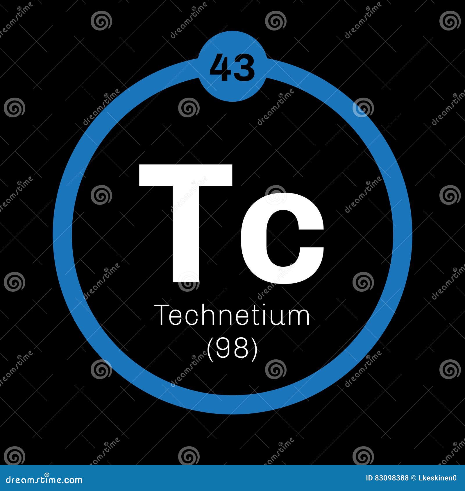 Technetium Tc, Chemical Element Sign. 3D Rendering Isolated On White ...