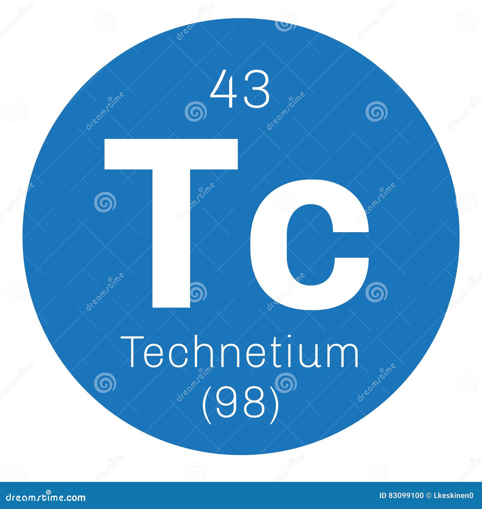 Technetium Tc, Chemical Element Sign. 3D Rendering Isolated On White ...