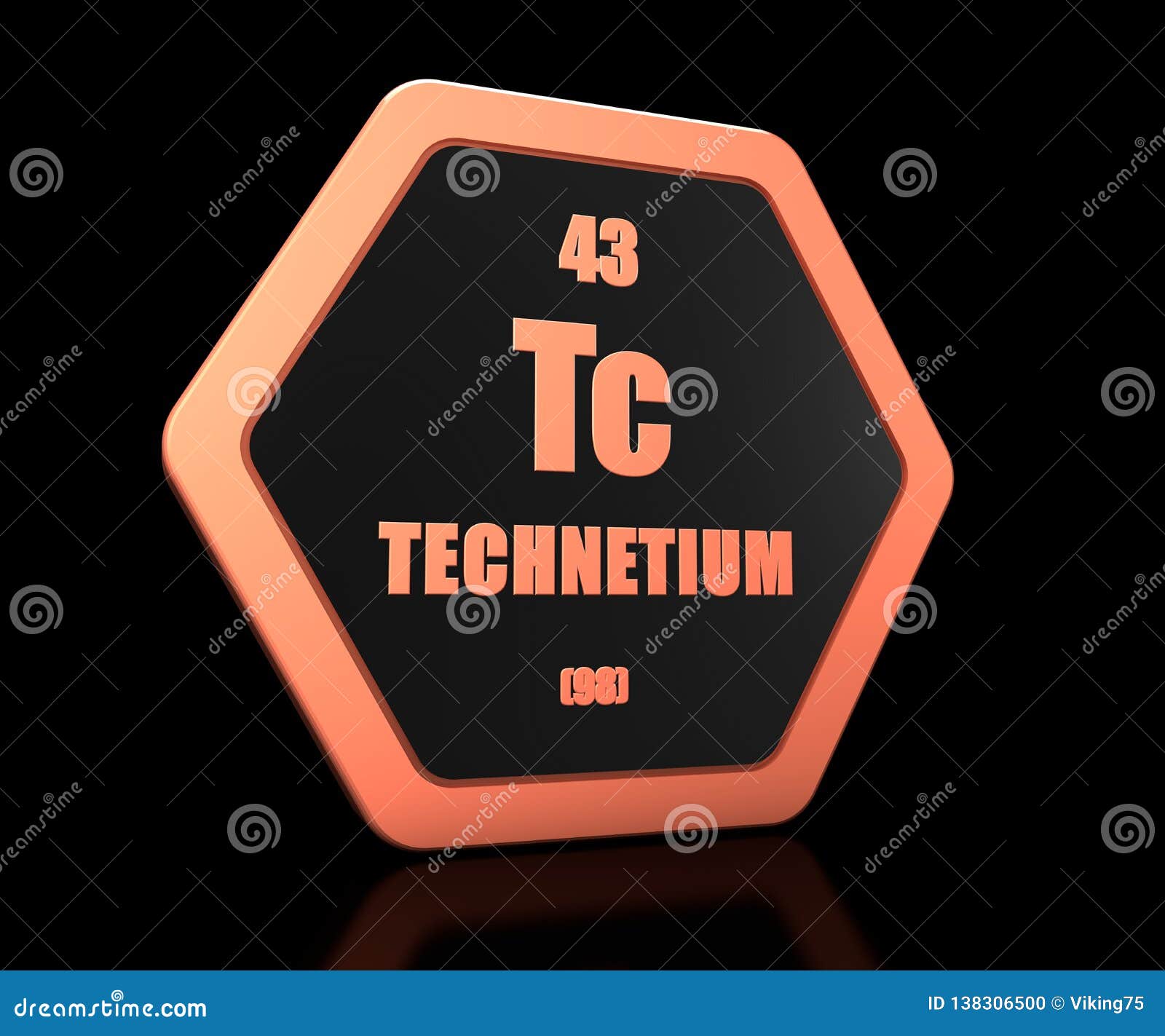 Technetium Tc, Chemical Element Sign. 3D Rendering Isolated On White ...