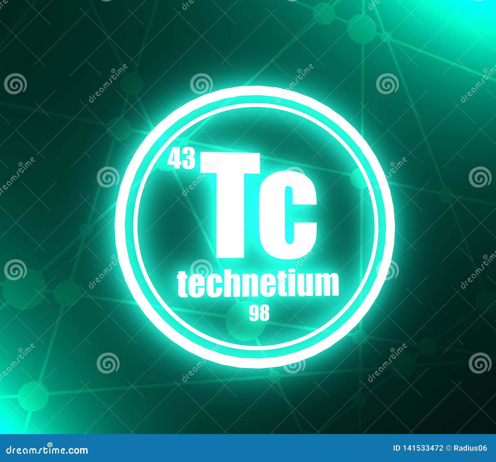 Technetium Tc, Chemical Element Sign. 3D Rendering Isolated On White ...