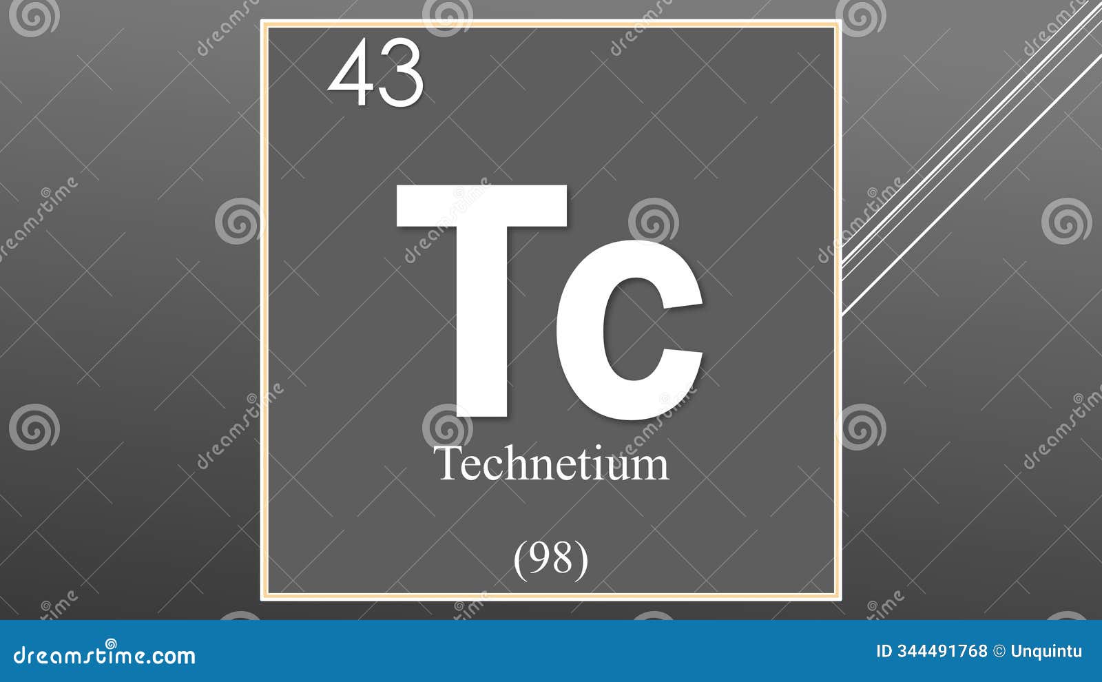 Technetium Chemical Element Symbol on Gray Abstract Background Stock ...