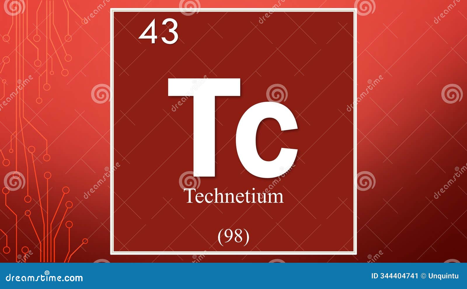 Technetium Chemical Element Symbol on Red Abstract Background Stock ...
