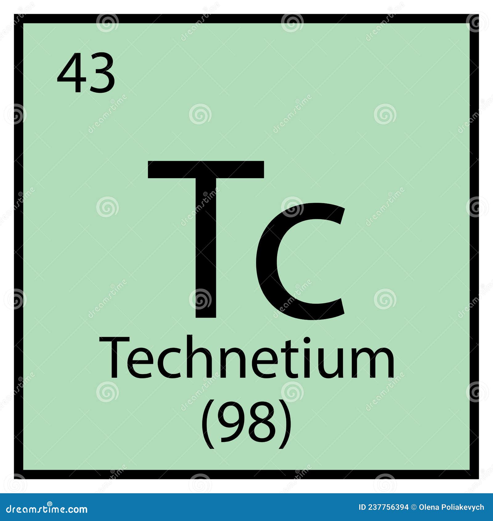 Technetium Chemical Symbol. Mendeleev Table Element. Education Sign ...