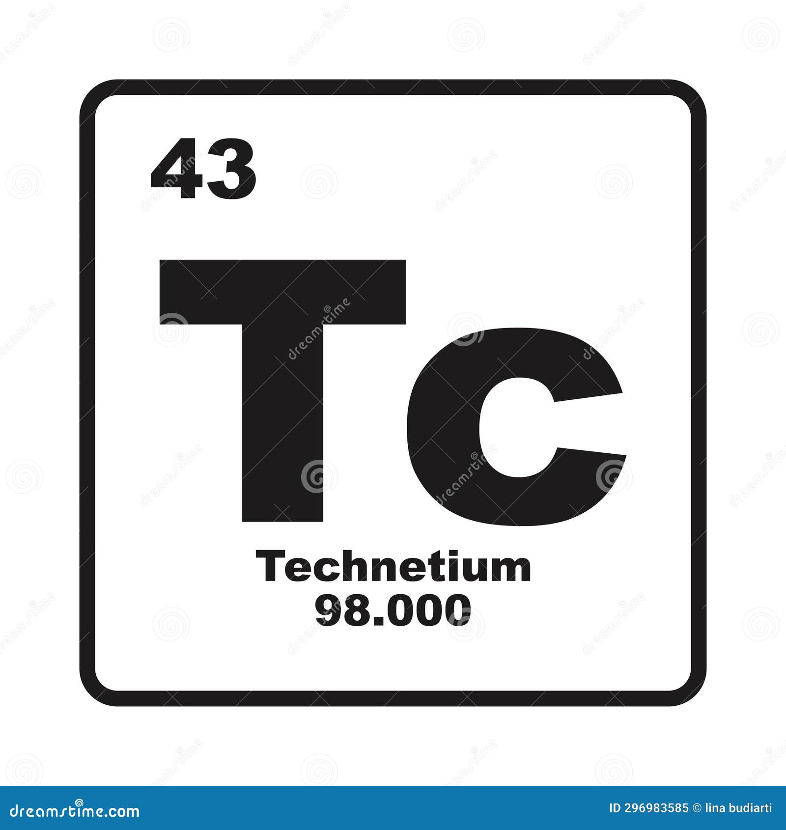Technetium Icon. Tc Chemical Element. Atomic Number 43. Mass 98. Blue ...