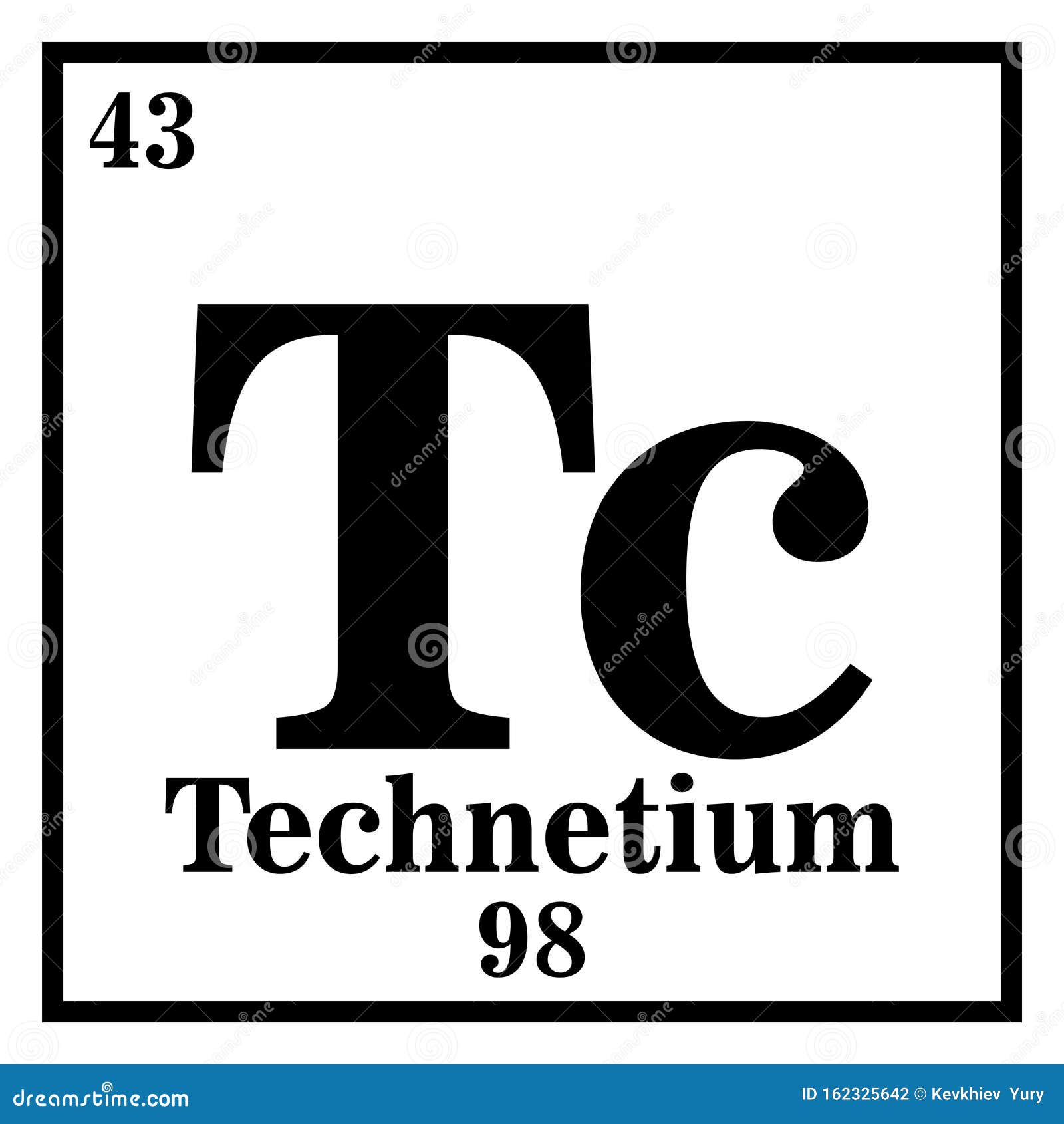 Technetium On Periodic Table Of Elements, Metal With Symbol Tc Vector ...