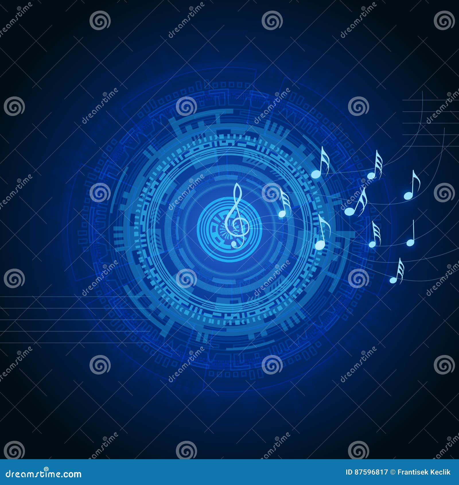 Technical Abstract Vector Illustration with Music Notes Stock Vector ...