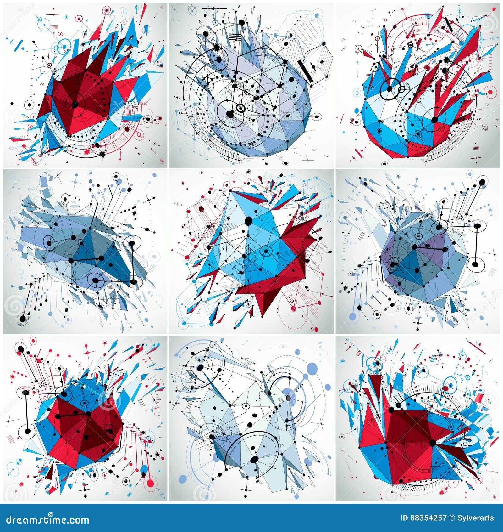 Technical Abstraction Created in Low Poly Style. Engineering Stock ...