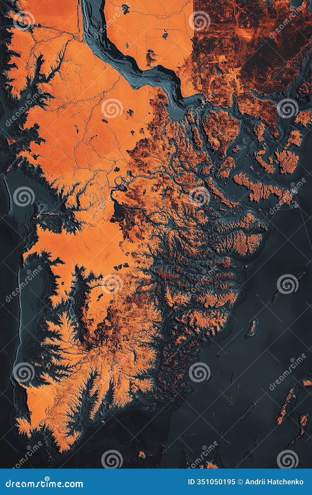 Satellite-rendered GIS Map Of A Lake With LiDAR Data Visualizing ...