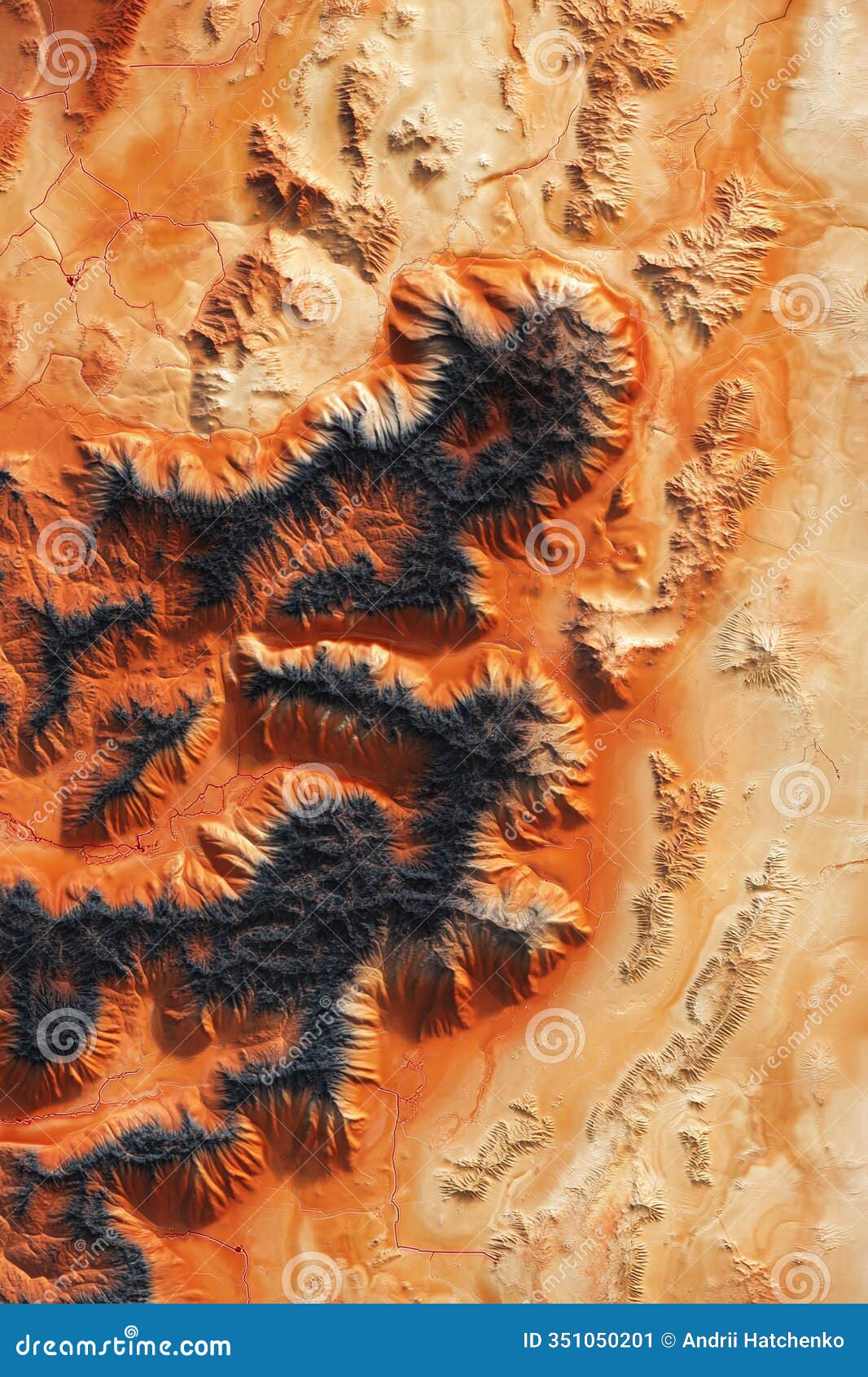 Technical Aerial View of Satellite-rendered GIS Map Featuring Elevation ...