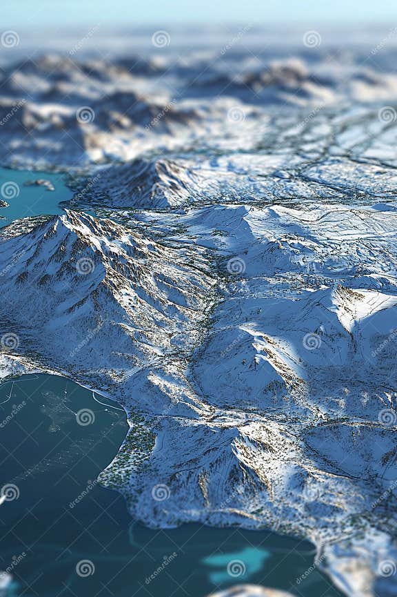 Technical Aerial Visualization of a Snowy Landscape Using LiDAR GIS ...