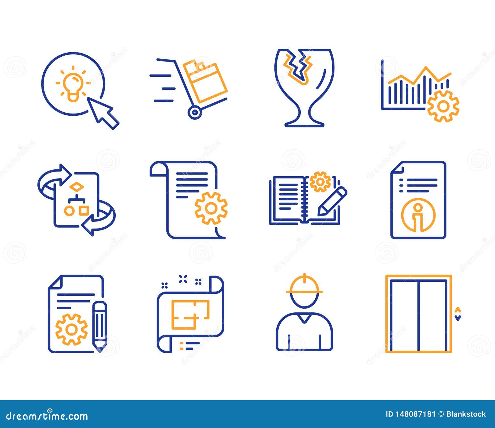 Technical Algorithm, Documentation and Technical Info Icons Set. Vector Stock Vector ...