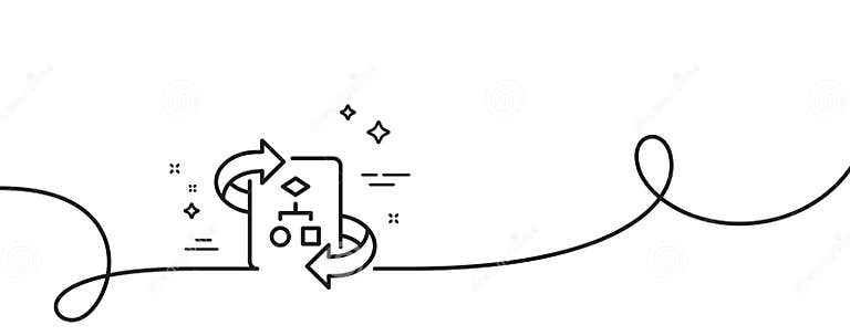 Technical Algorithm Line Icon Project Documentation Sign Continuous Line With Curl Vector 