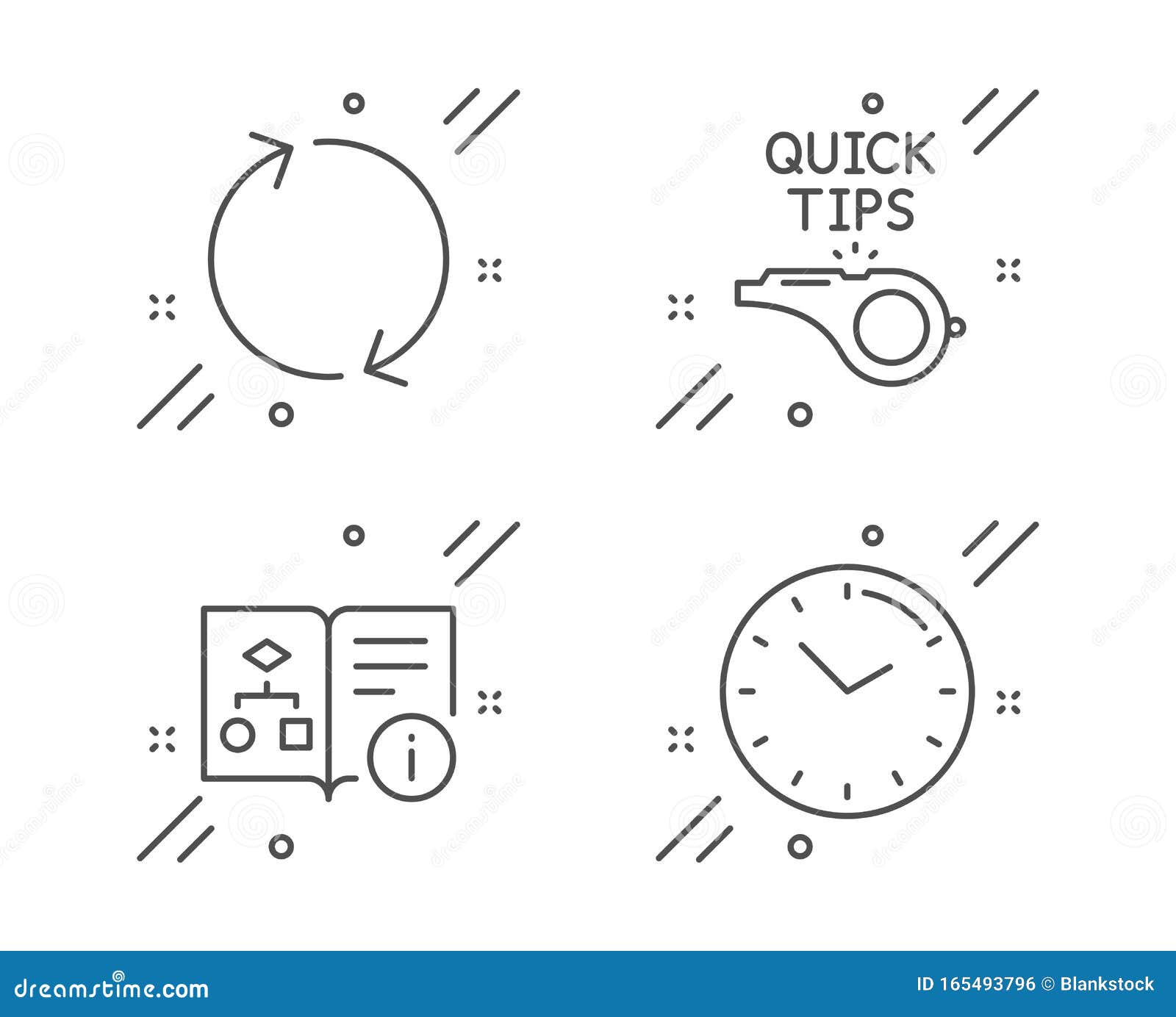 Technical Algorithm, Tutorials and Refresh Icons Set. Time Sign. Project Doc, Quick Tips ...