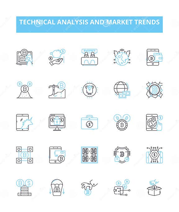 Technical Analysis and Market Trends Vector Line Icons Set. Technical ...