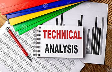 TECHNICAL ANALYSIS Text on a Notebook with Pen, Folder on a Chart ...