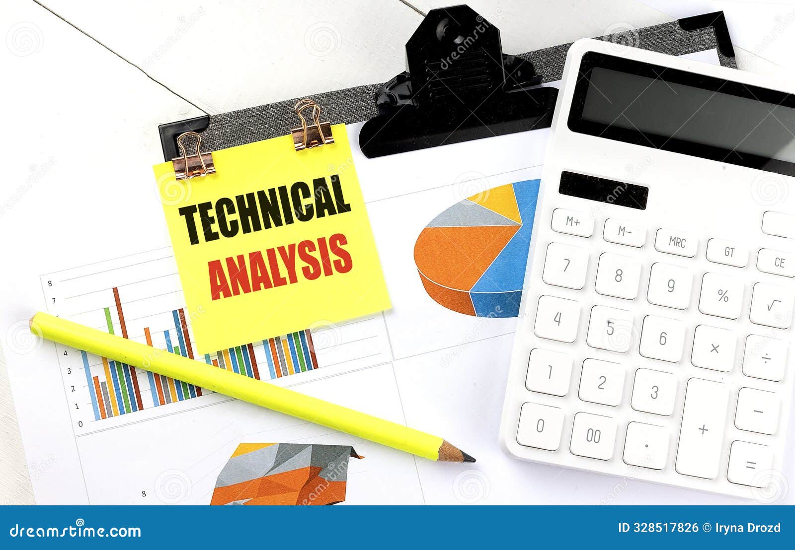 TECHNICAL ANALYSIS Text on Yellow Sticky with Calculator, Pencil and Chart Stock Photo - Image ...