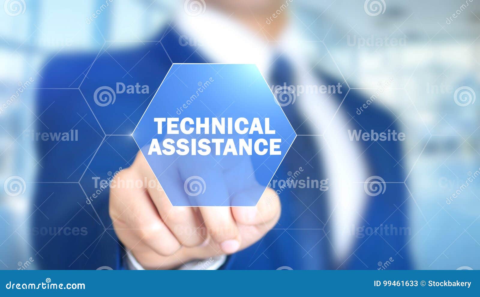 Technical Assistance, Man Working on Holographic Interface, Visual ...
