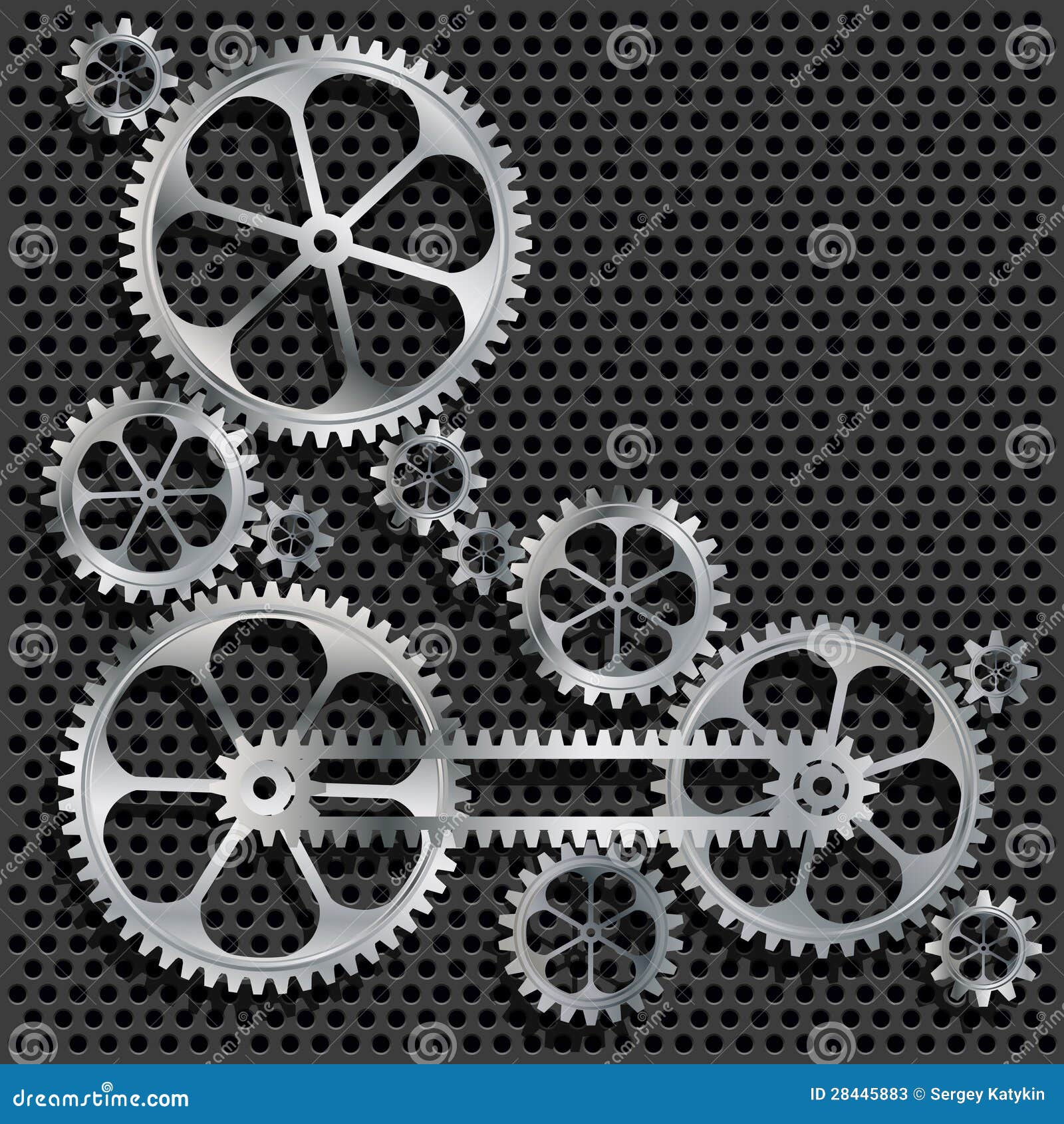 Abstract Gear Wheel, Geometric Lines In Blue Background. Vector ...