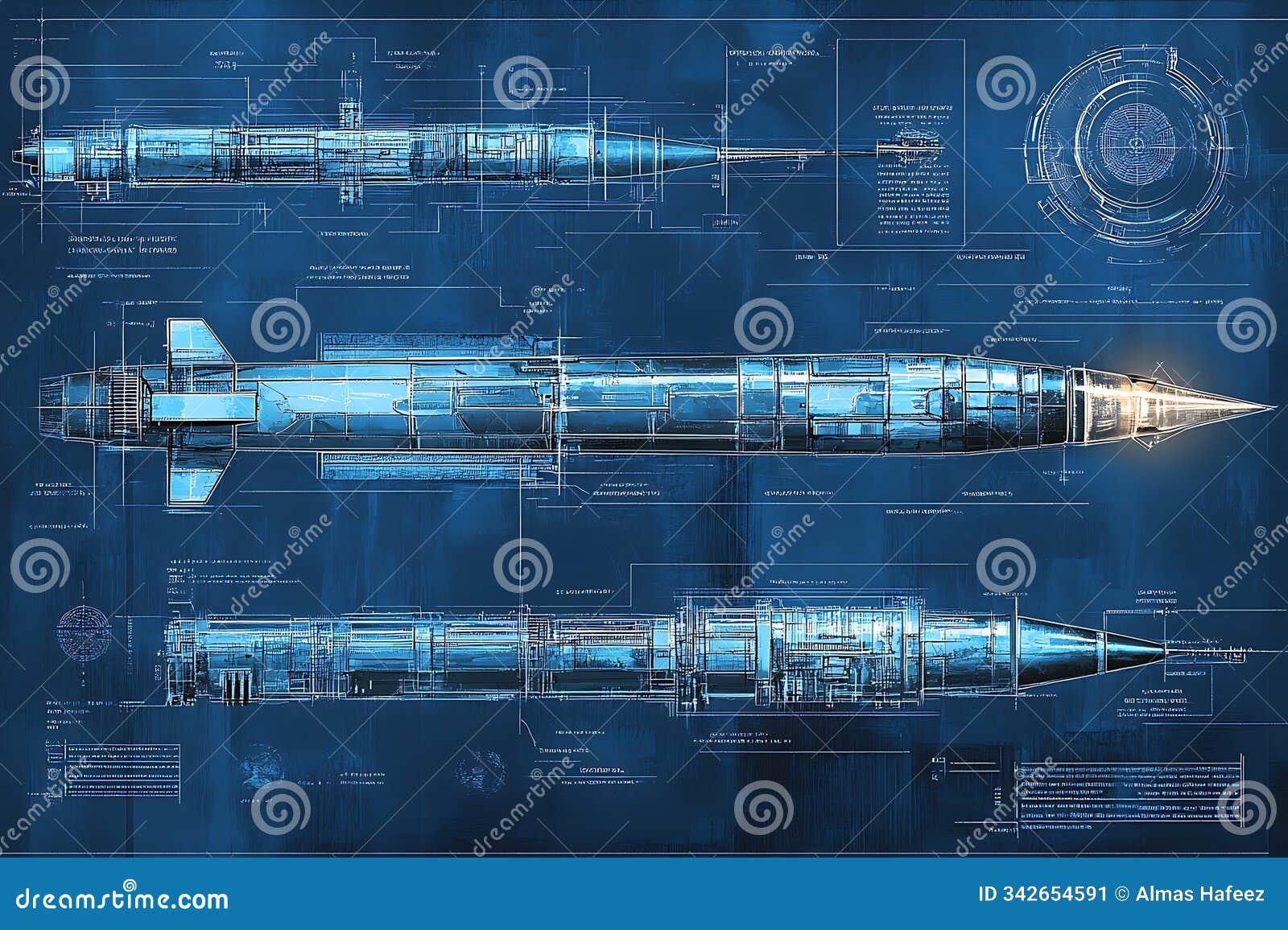 Technical Blueprint Design of Missile System Stock Illustration ...