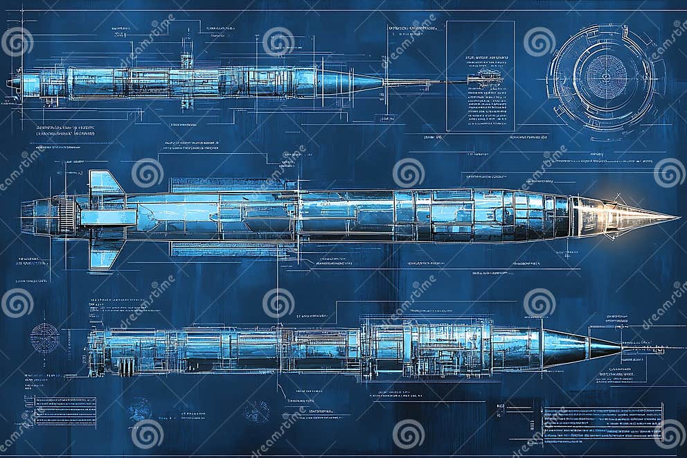 Technical Blueprint Design of Missile System Stock Illustration ...