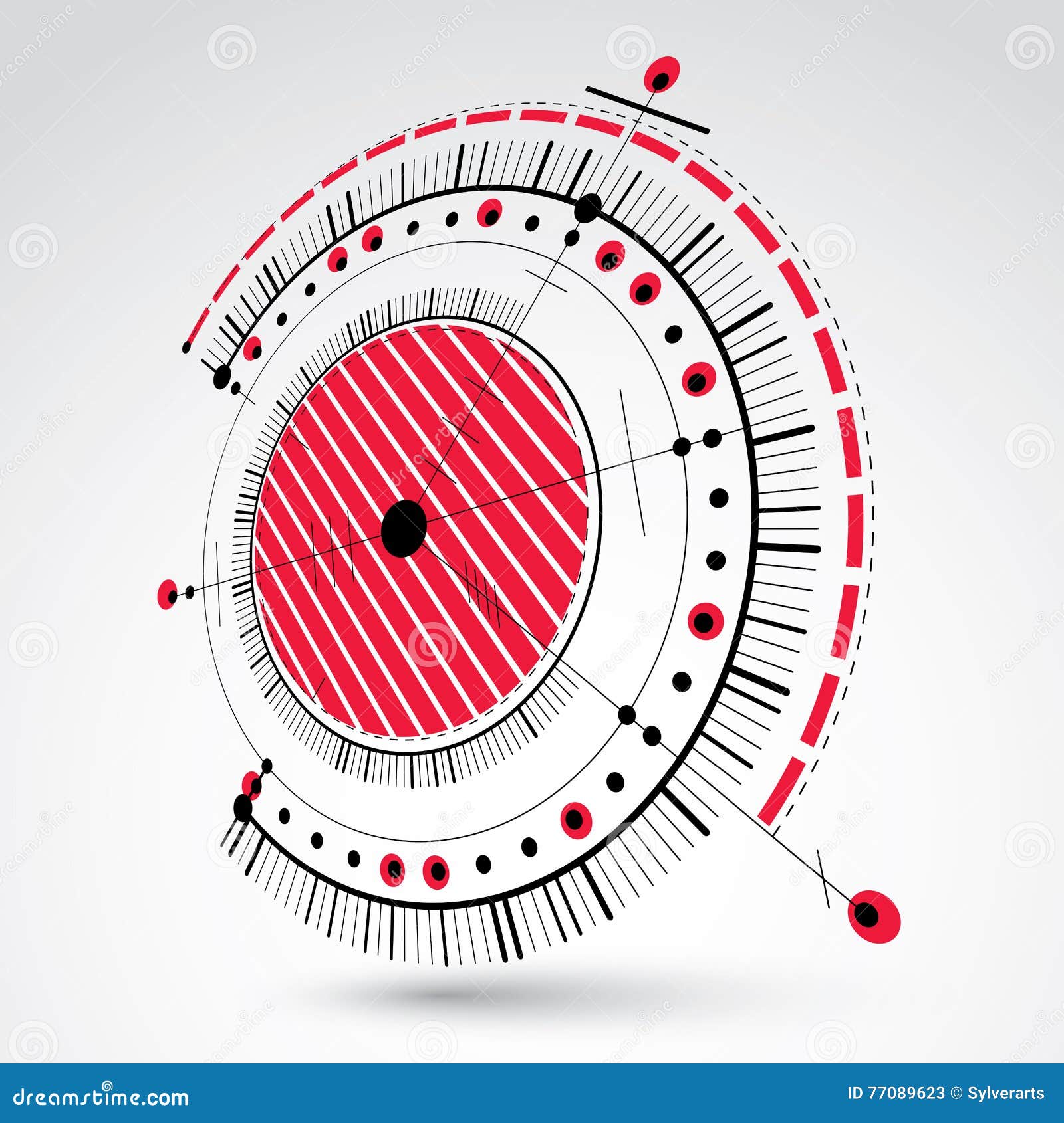 Technical Blueprint, Red Vector Digital Background with Geometric ...