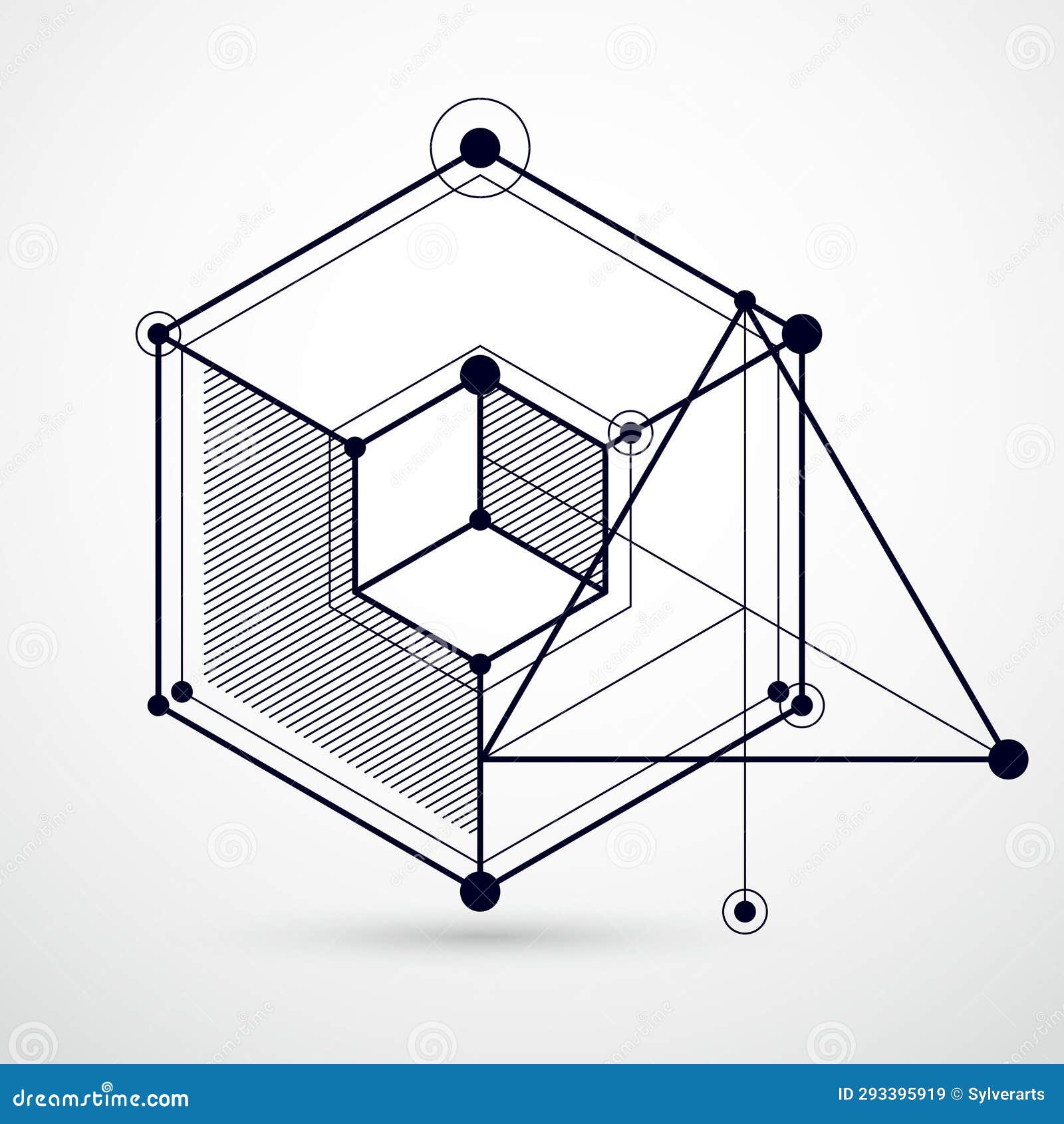 Technical Blueprint, Vector Black and White Digital Background with ...
