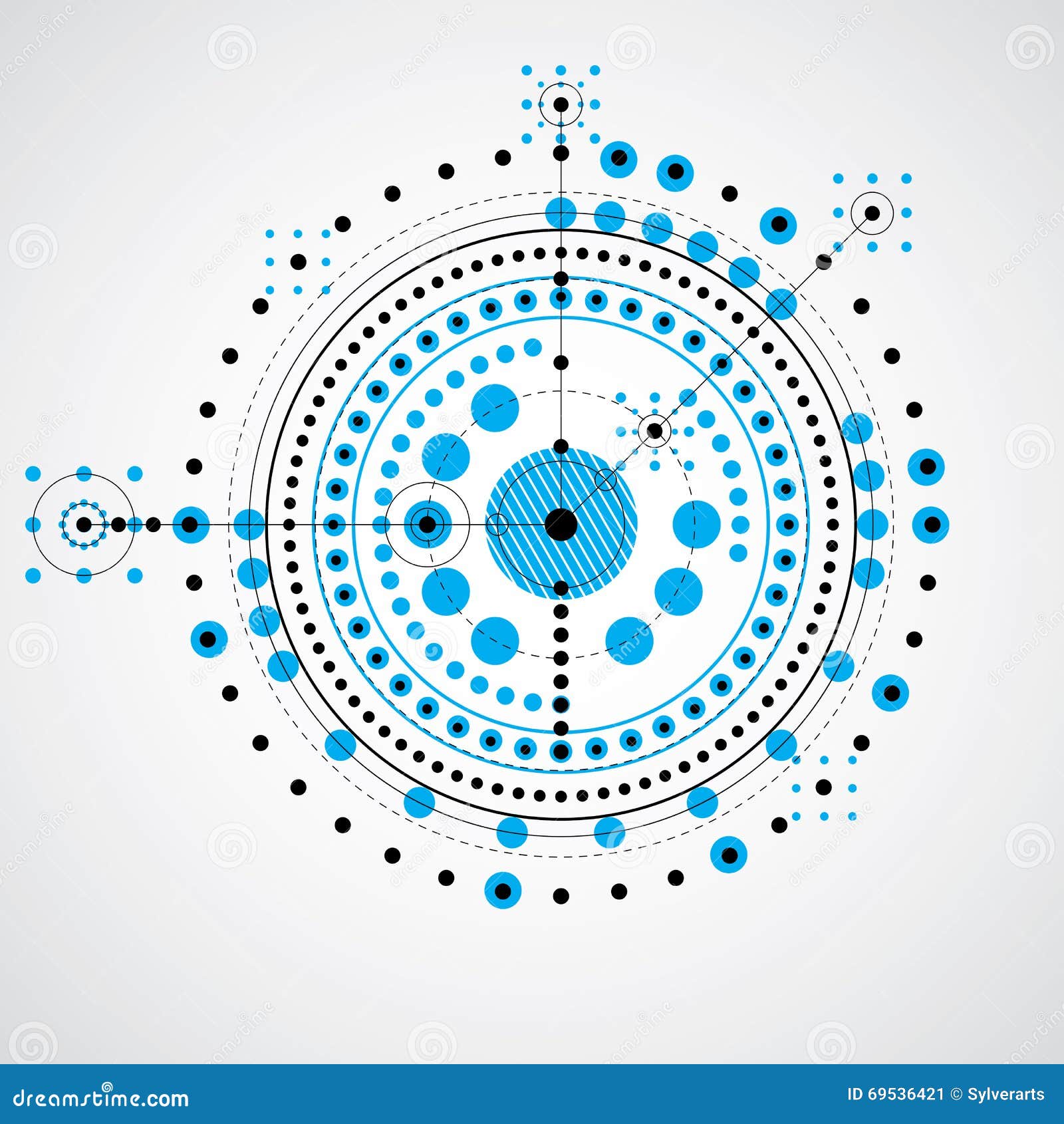 Technical Blueprint, Vector Blue Digital Background with Geometric ...