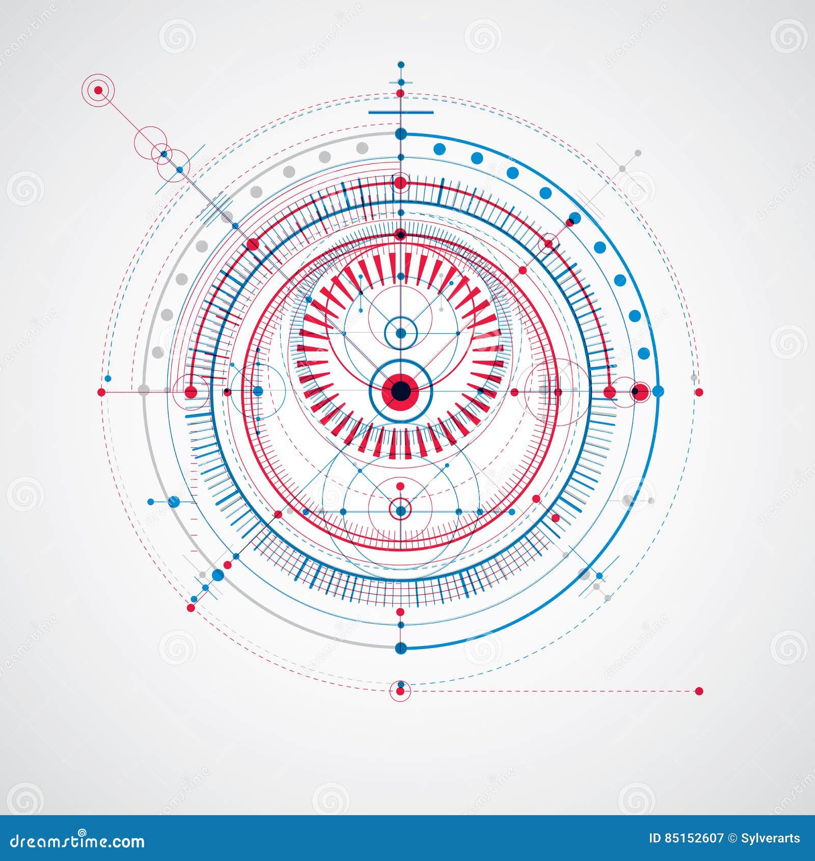 Technical Blueprint, Vector Digital Background with Geometric De Stock ...