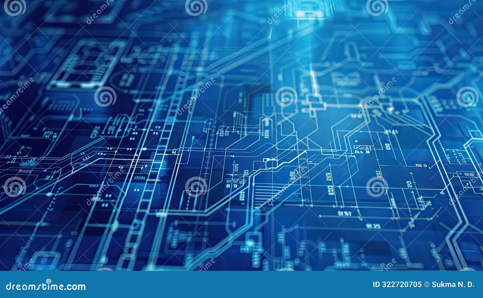 Close Up Picture of Technical Blueprints in Abstract Innovation. Stock ...