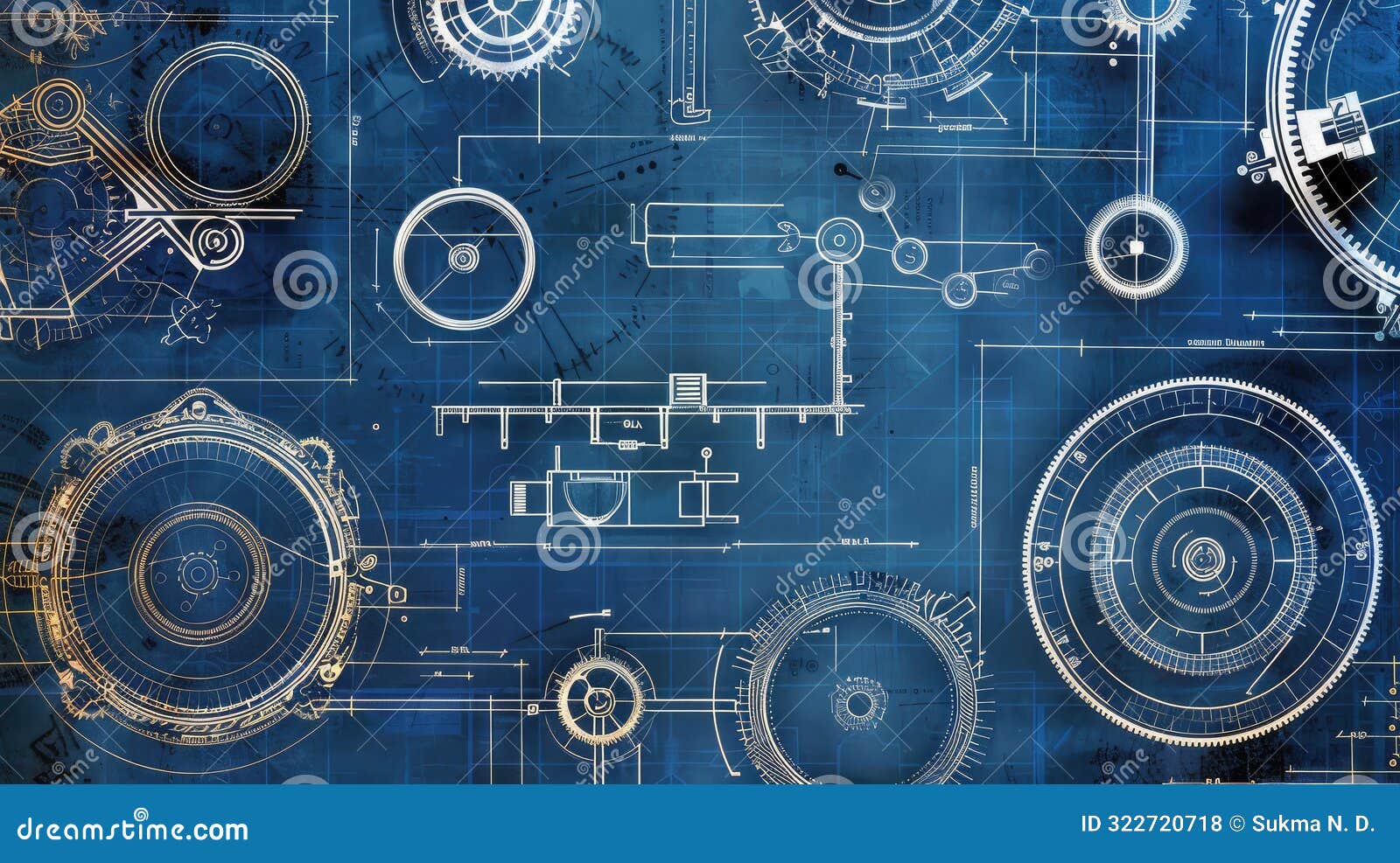 Close Up Image of Technical Blueprints in Abstract Innovation. Stock ...