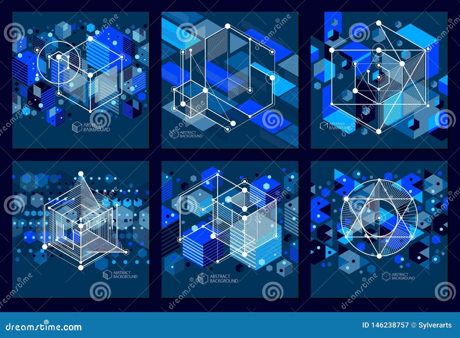 Technical Blueprints Set, Vector Blue Black Digital Background with ...