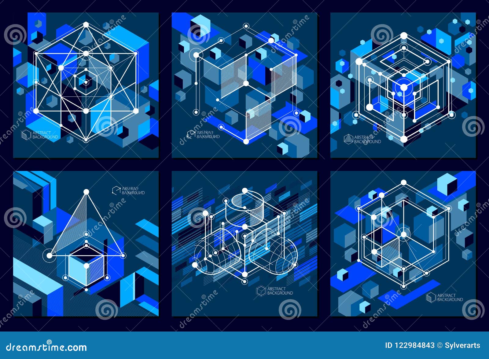 Technical Blueprints Set, Vector Blue Black Digital Background W Stock ...