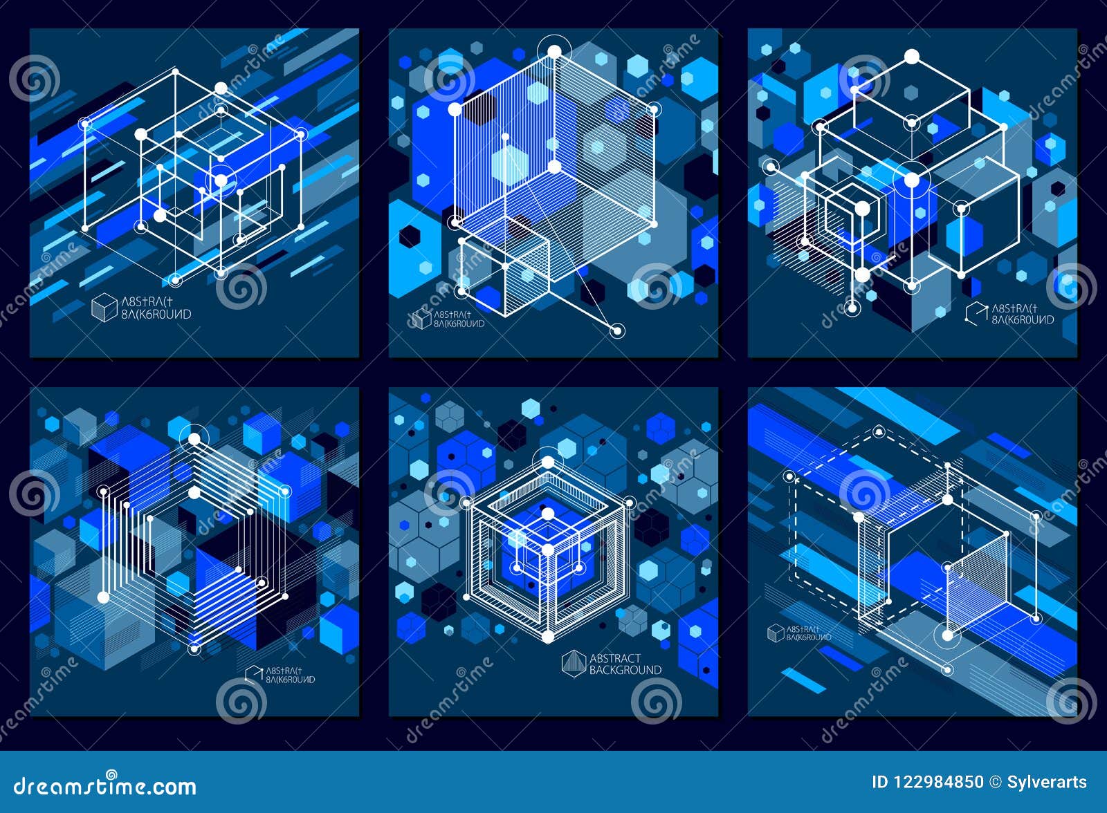Technical Blueprints Set, Vector Blue Black Digital Background W Stock ...