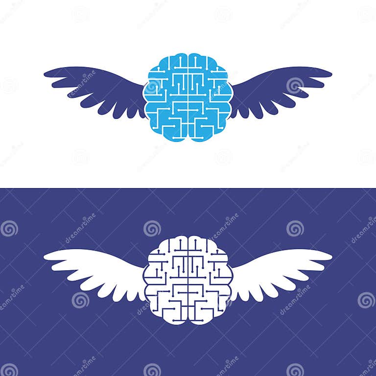 Technical Brain with Wings Concept Vector Design Stock Vector ...