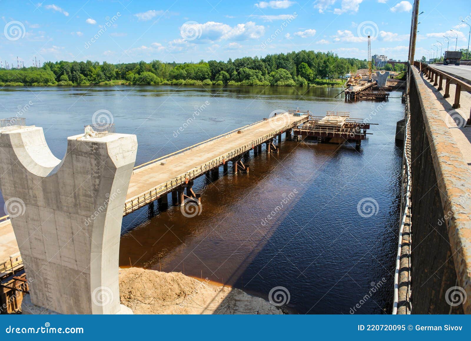 Technical Bridge for the Construction of a New Bridge Stock Image ...