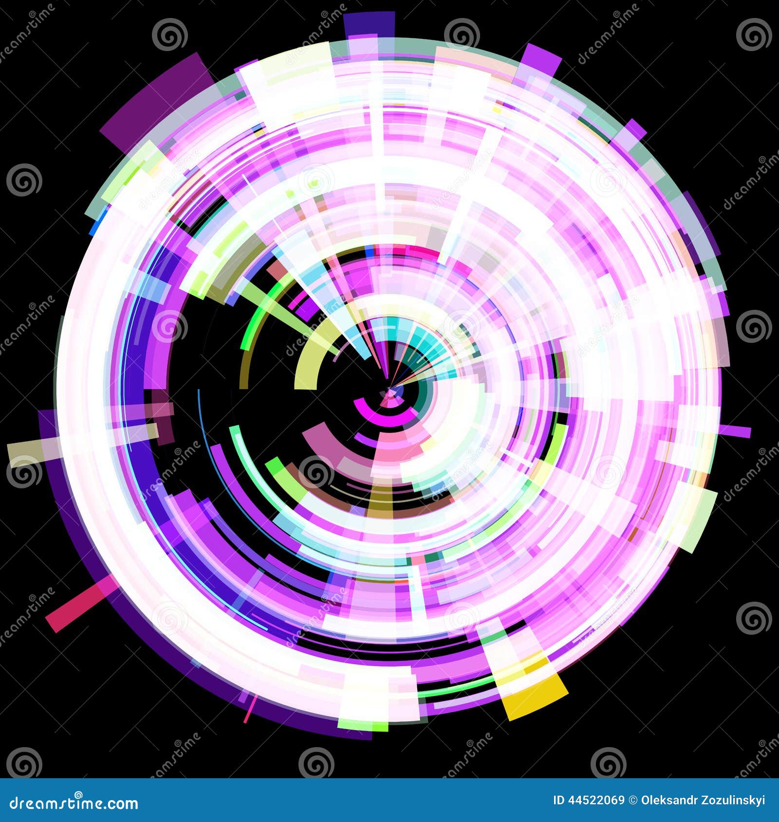 Technical Circle on a Black Background. Raster Stock Illustration ...