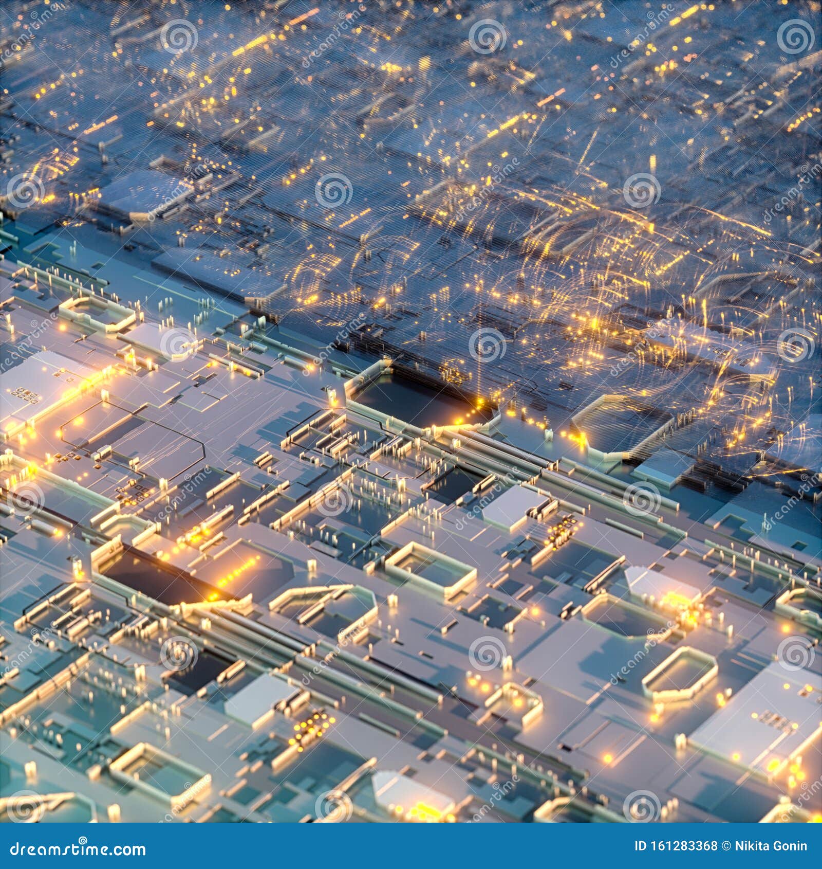 Technical Circuit Plate 3D Rendering Stock Illustration - Illustration ...