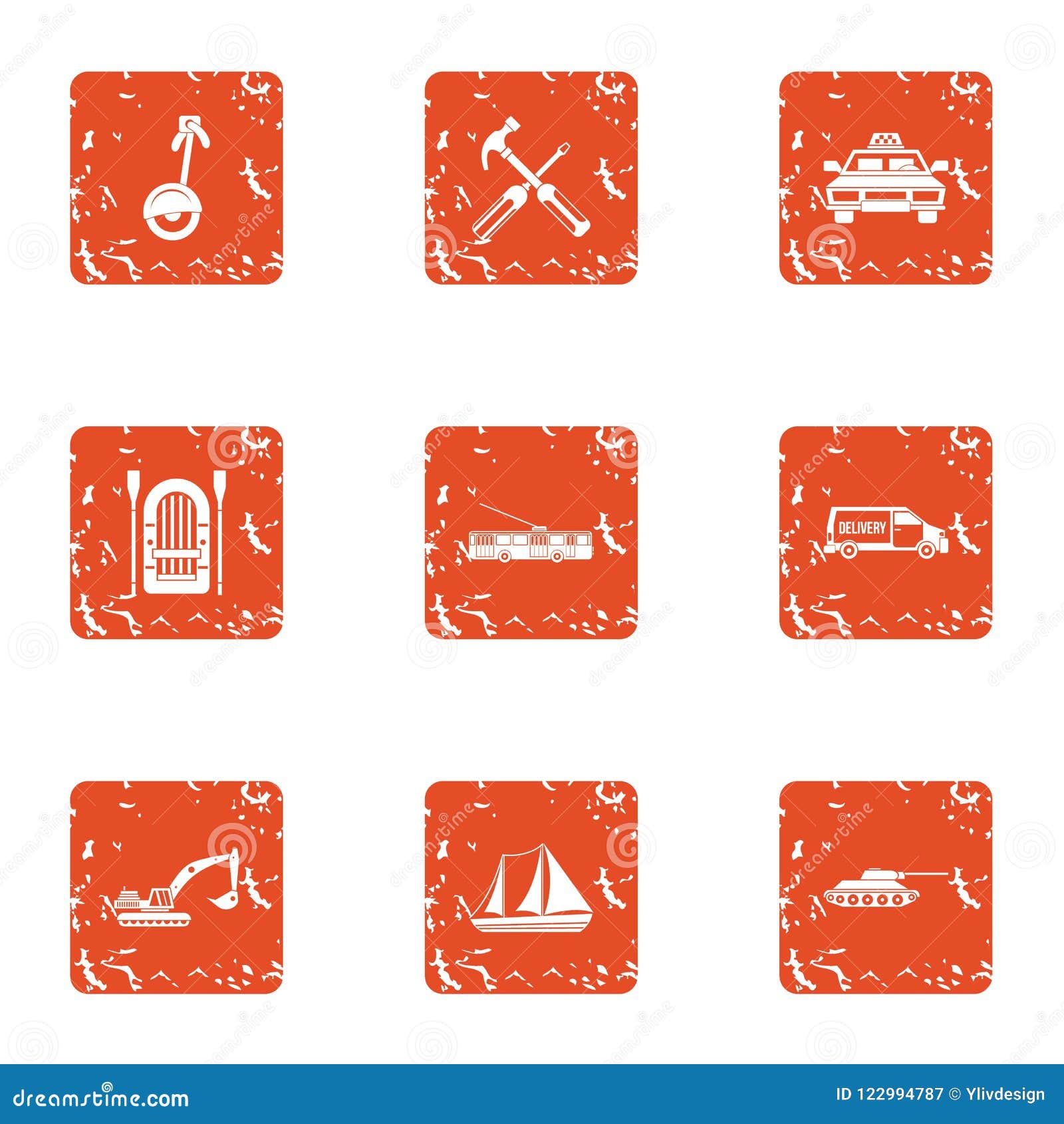 Technical Component Icons Set, Grunge Style Stock Vector - Illustration ...
