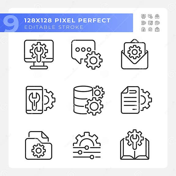 Technical Configuration Pixel Perfect Gradient Linear Vector Icons Set ... Technical Configuration Pixel Perfect Gradient Linear Vector Icons Set ...